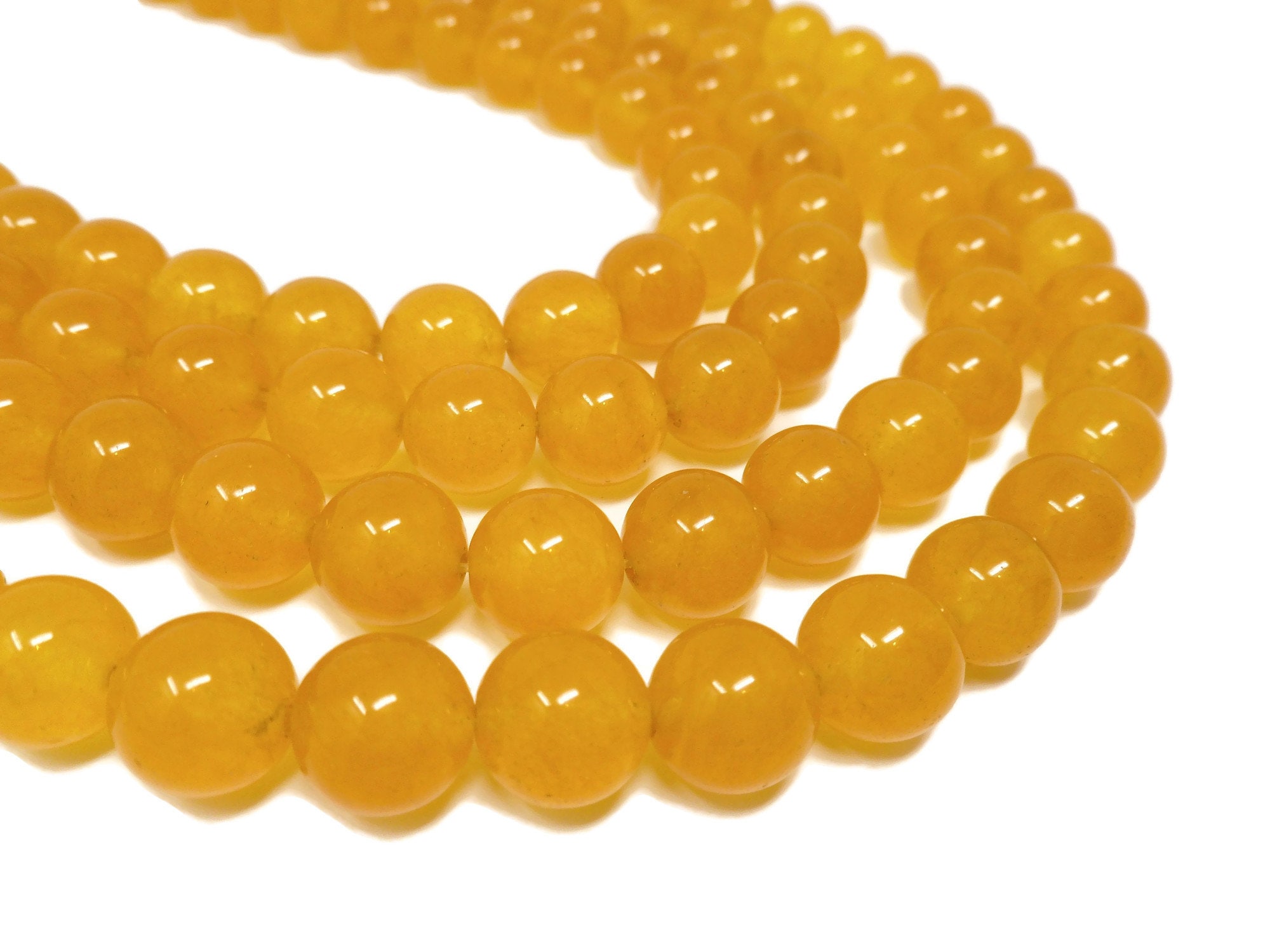 Apricot Yellow Jade 12mm Round Bead - 32 beads - Whole Strand - honey ...