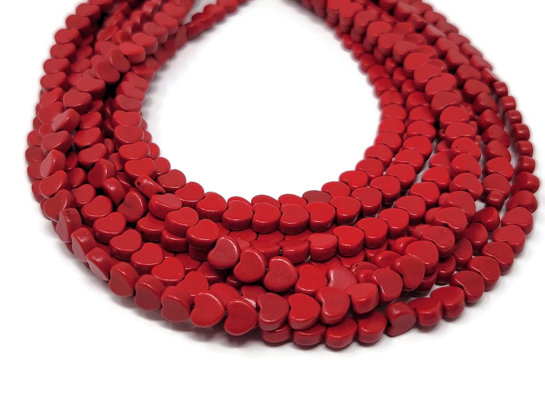 Red Heart Bead - 6x5x3mm - Whole Strand - 76 Beads - Cherry Synthetic ...