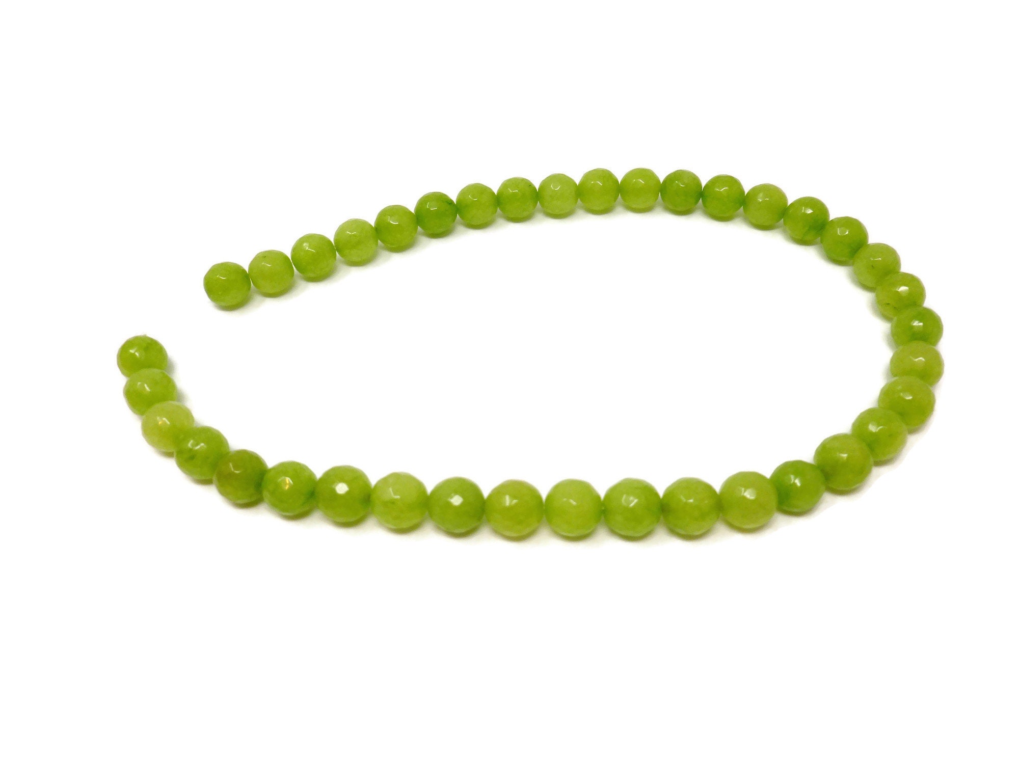 Lime Green Jade 10mm Faceted Round Bead - Full Strand - 38 beads - pea ...