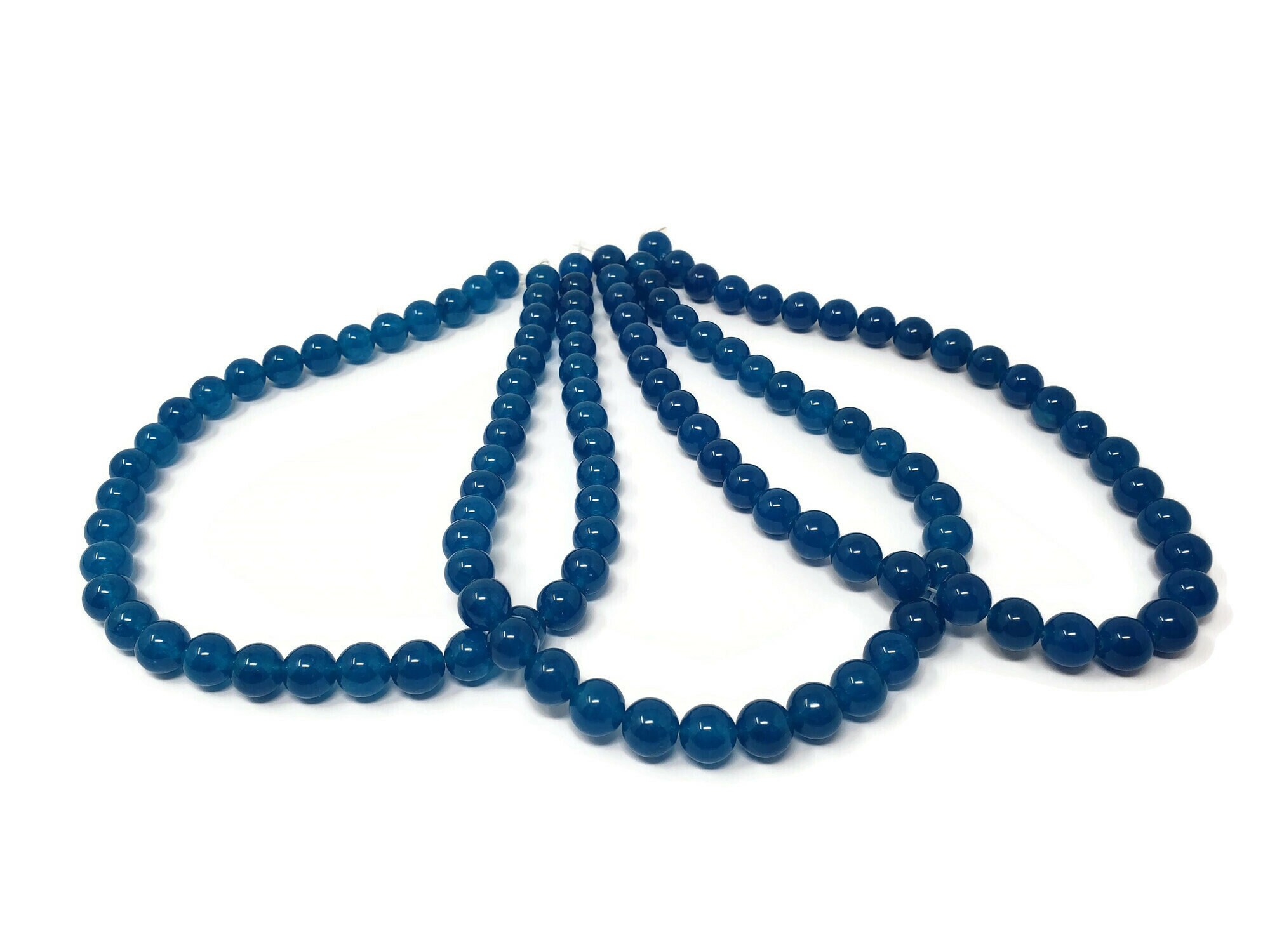 Blue Malaysia Jade 10mm Round Bead - Full Strand - 39 beads ...
