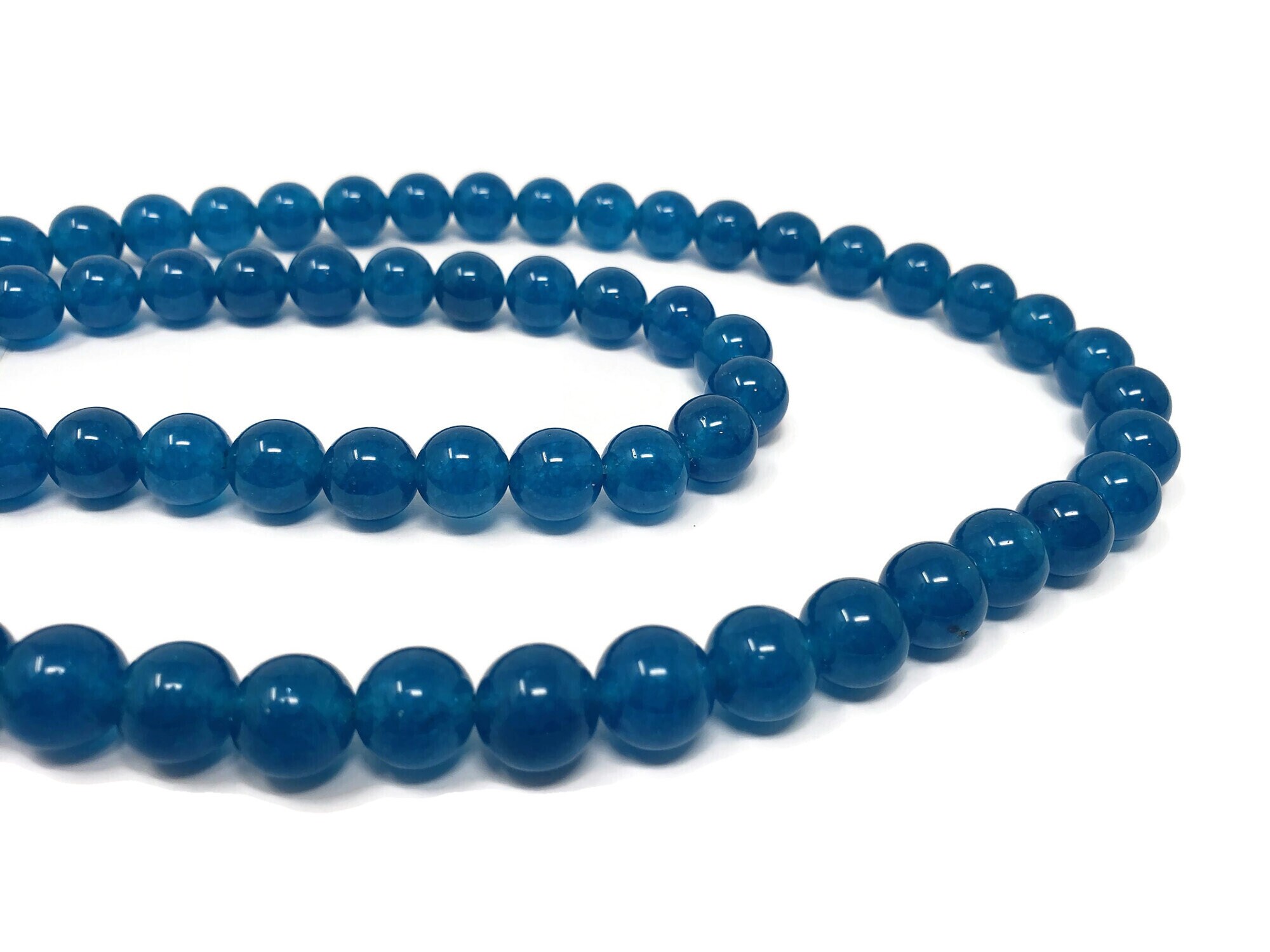 Blue Malaysia Jade 10mm Round Bead - Full Strand - 39 beads ...