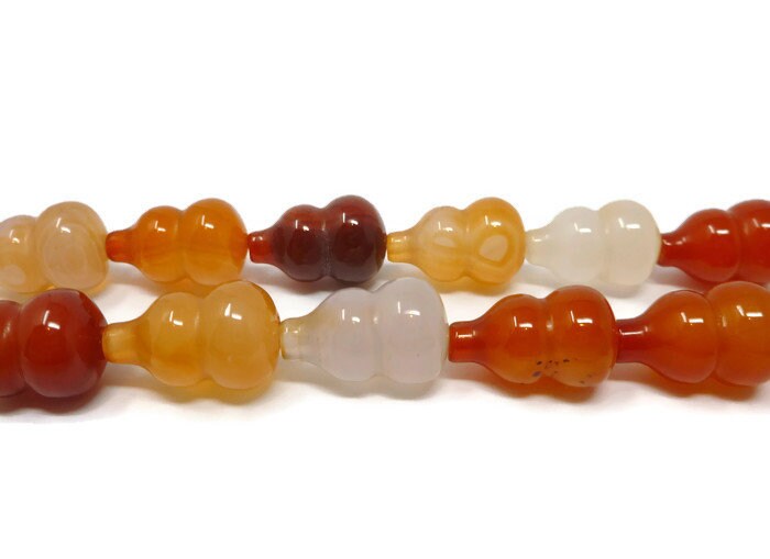 Red Orange Rust Agate Carved Vase or Teardrop Bead - Half Strand ...