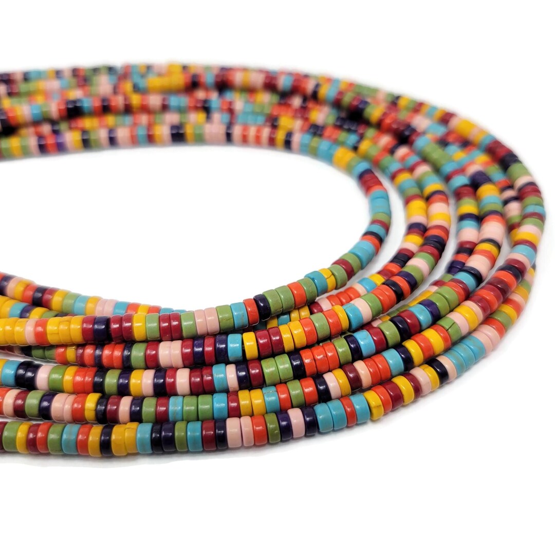 Rainbow Heishi Bead - 4x1.5mm - Around 216 Beads - Whole Strand - Mixed ...