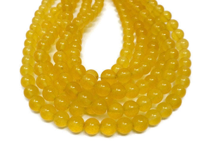 Yellow Malaysia Jade 8mm Round Bead - 49 beads - Full Strand ...
