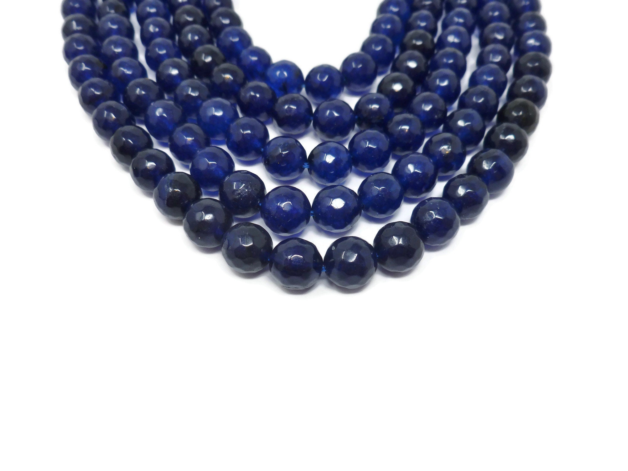 Blueberry Jade 10mm Faceted Round Bead - Whole Strand - 36 beads - dark ...