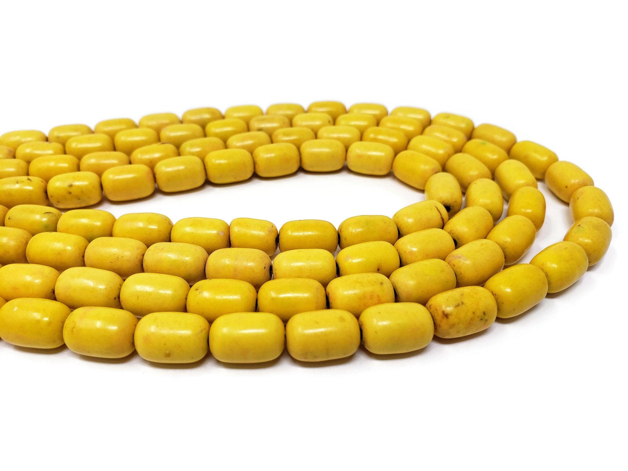 Mustard Yellow Howlite Barrel Bead - 12mm x 8mm - Whole Strand - 32 ...