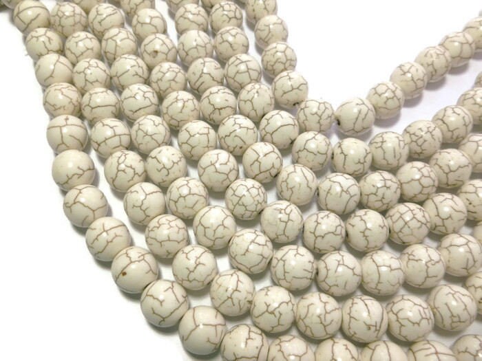 Bone White Howlite 12mm Round Bead - Whole Strand - 34 beads - Ivory ...