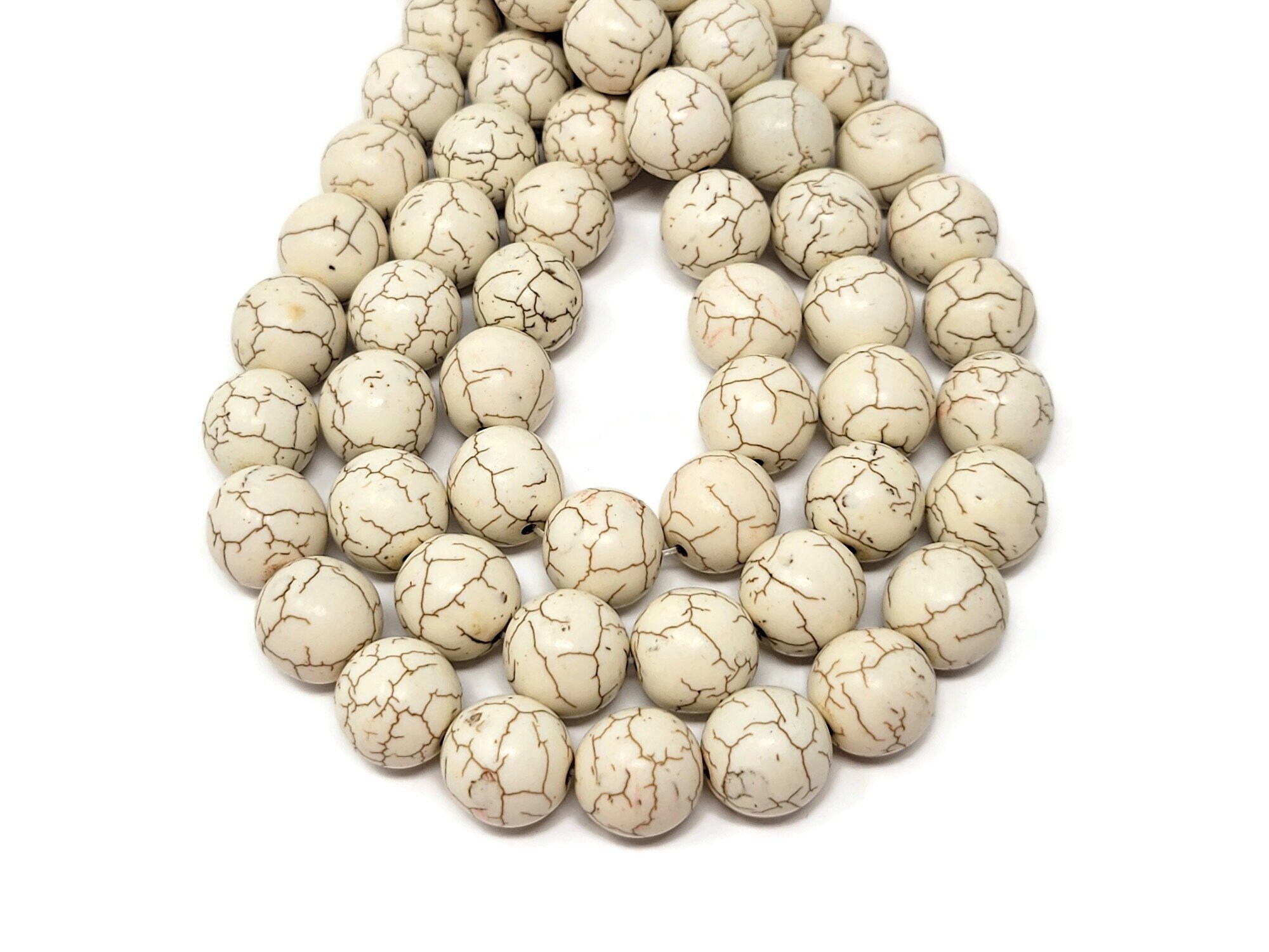 Bone White Howlite 16mm Round Bead - 26 beads - Extra Large Cream Ivory ...