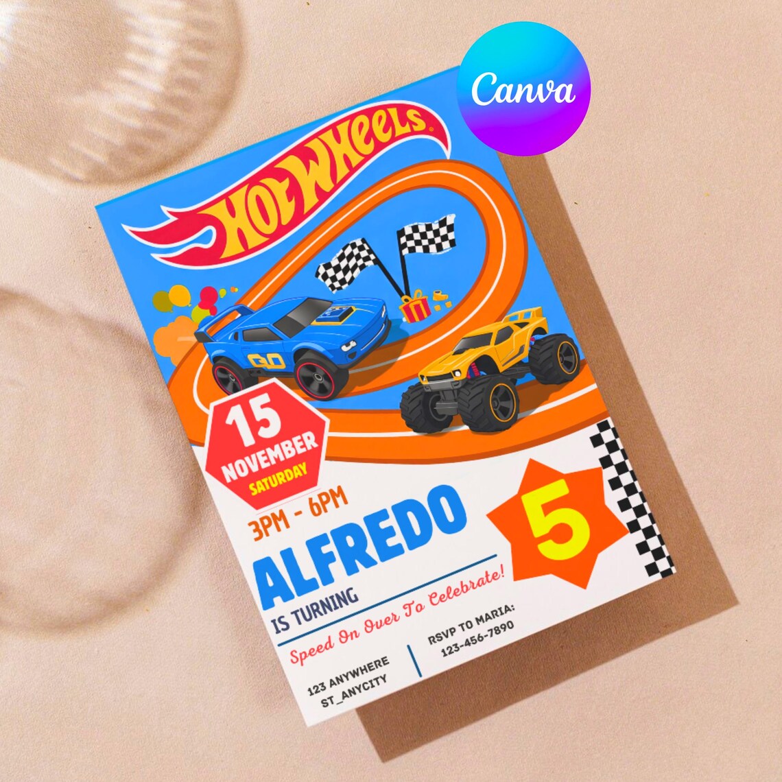 Editable Hot Wheels Birthday Invitation, Race Car Birthday Invitation ...
