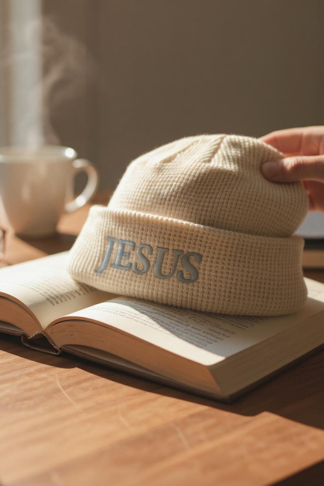 JESUS Waffle Beanie - Cozy Knit Hat With Faithful Design - Jesus Hat ...