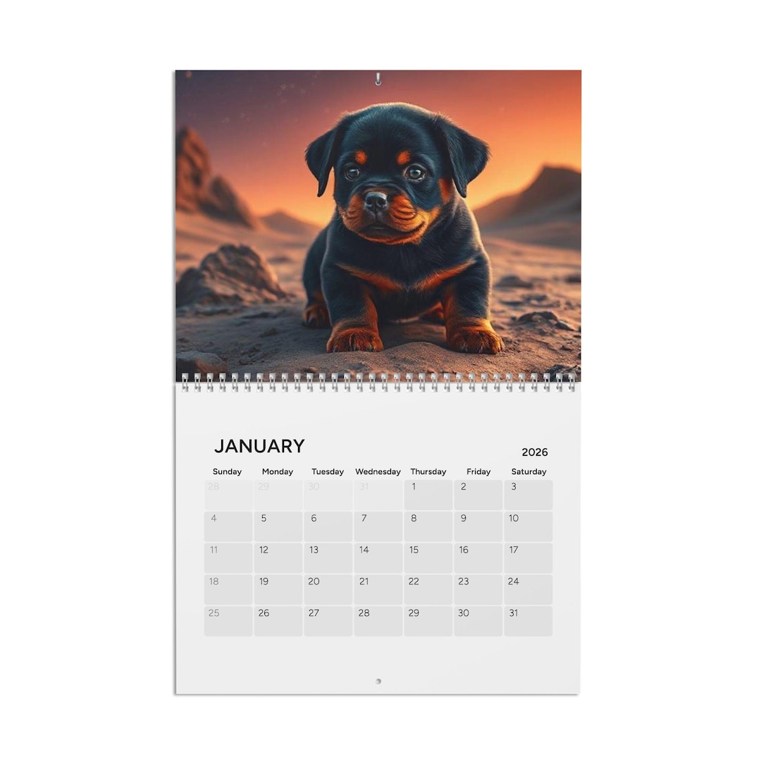 2026 Dog Lovers Calendar - Cute Rottweiler Art, Pet Owner Gift ...