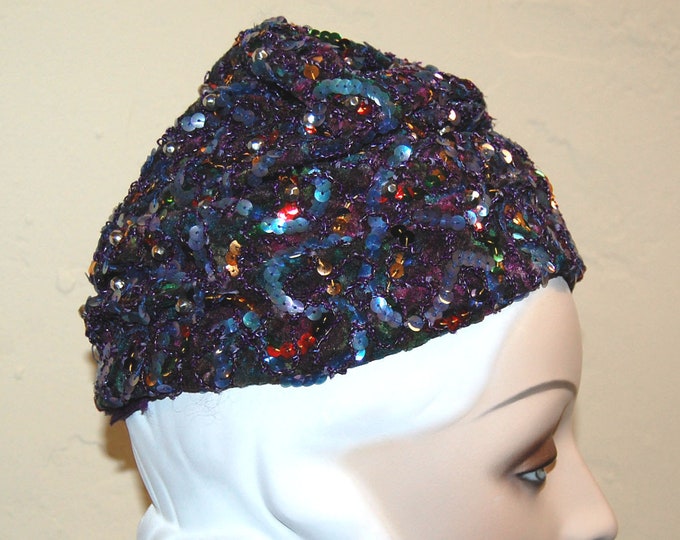 Vintage 60s Sequined Embellished Multicolored Toque Hat - Etsy