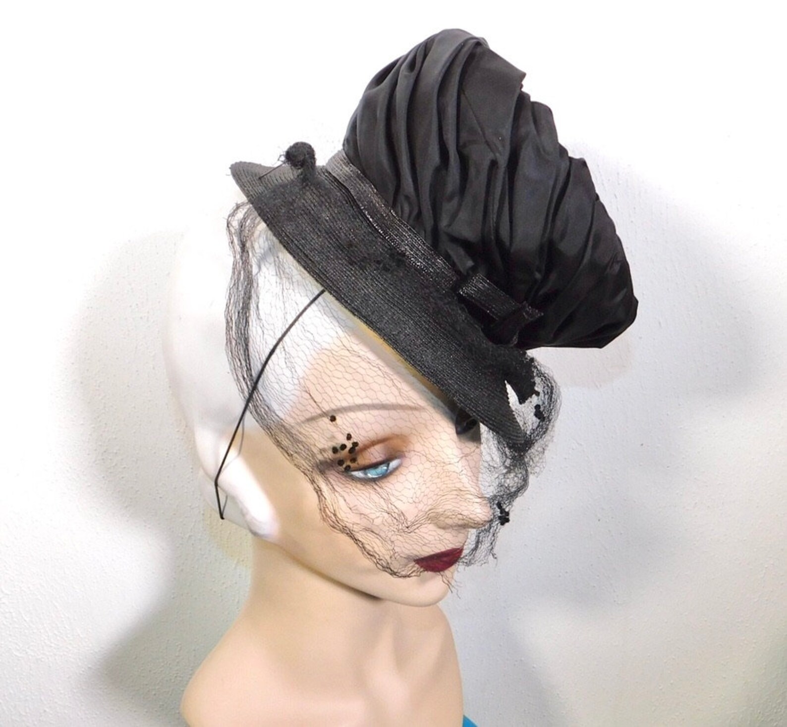 Jaunty Vintage 1940s Milgrim Tilt Hat Mini Top Hat W Veil & Hatpins - Etsy