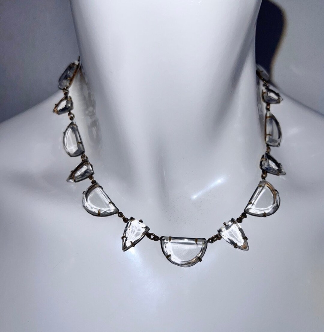 Beautiful Art Deco Shapes 1920s Clear Crystal Prong Set Necklace - Etsy