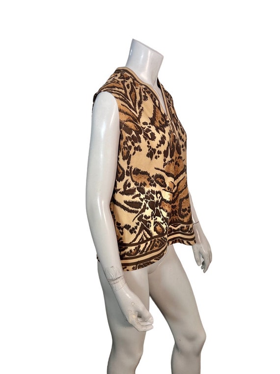 Vintage 60s to 70s Tiger Leopard Print Sleeveless Top… - Gem