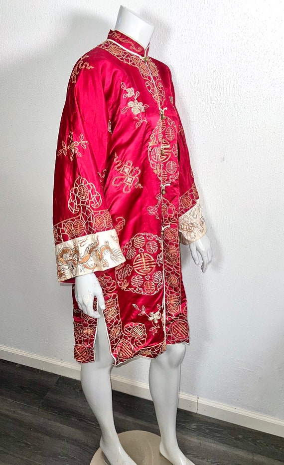 Lovely Antique Chinese Silk Robe Jacket w Metallic Em… - Gem