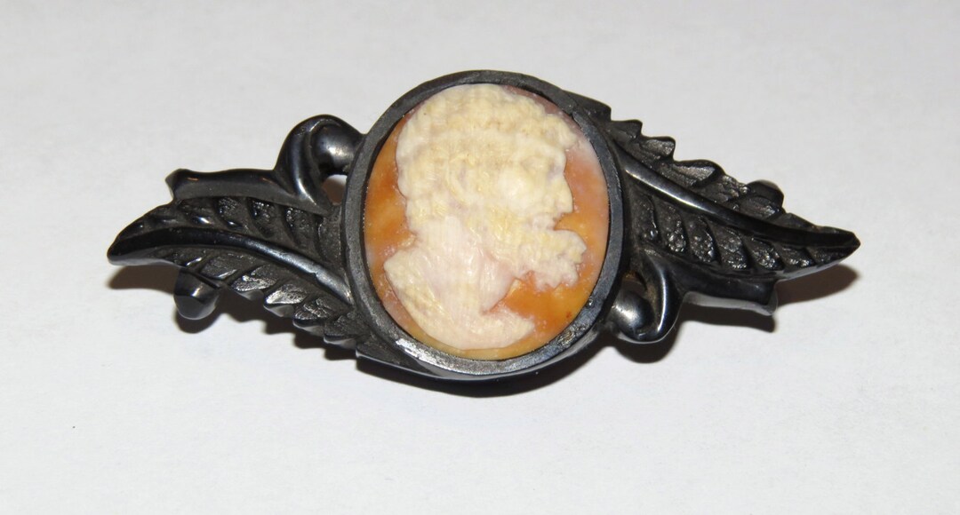 Rare Victorian Mourning Whitby Jet & Shell Brooch W Zeus Cameo - Etsy