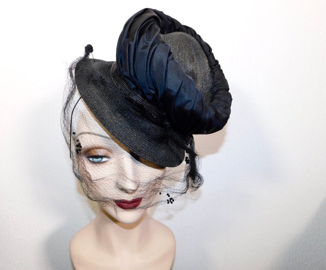 Jaunty Vintage 1940s Milgrim Tilt Hat Mini Top Hat W Veil & Hatpins - Etsy
