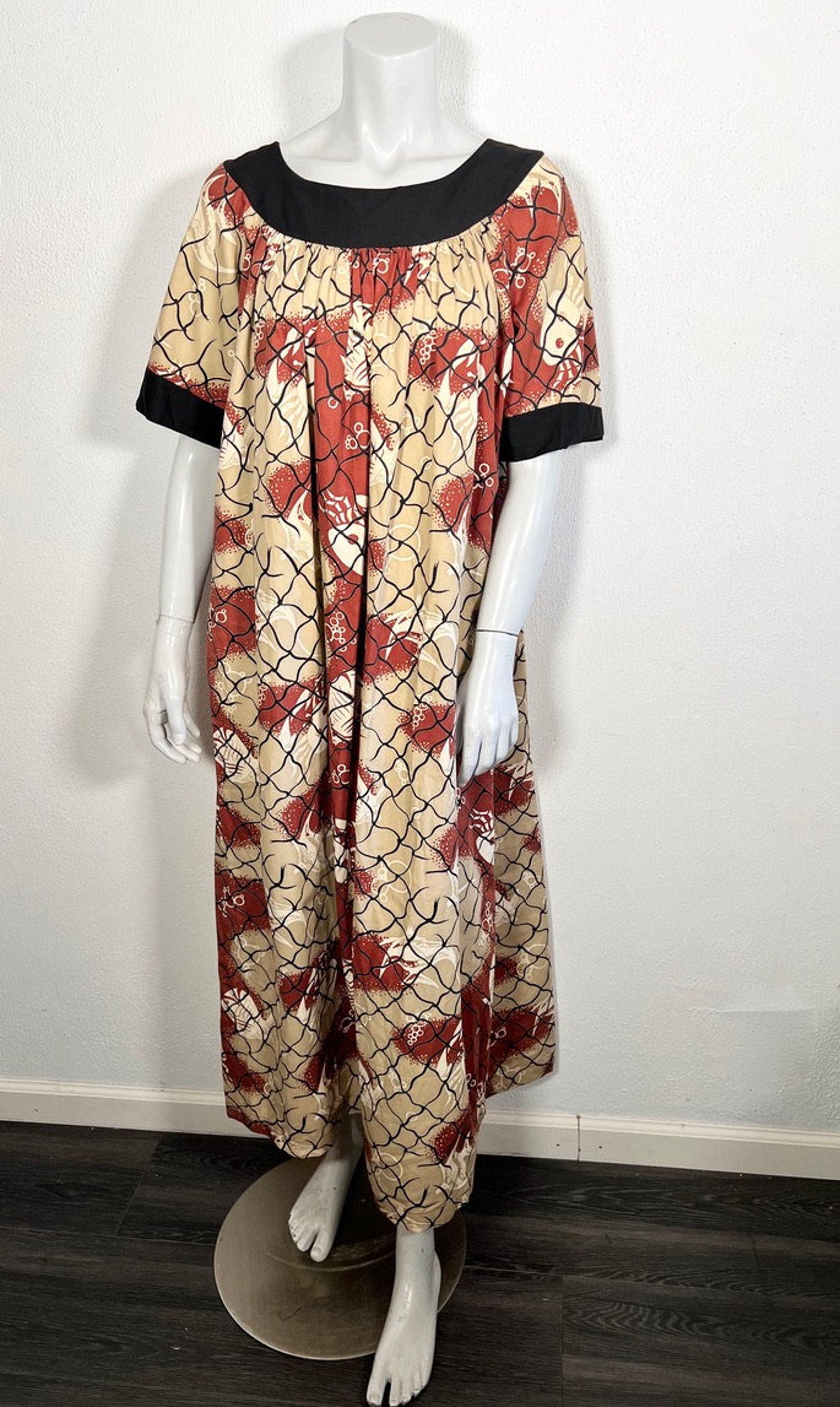 Wow Rare Vintage 1950s Hawaiian Cotton Muumuu Dress W Fish & - Etsy