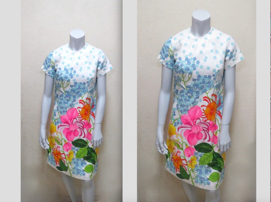 Groovy Mod 1960s Psychedelic Fantasy Flower Garden Shift Dress - Etsy