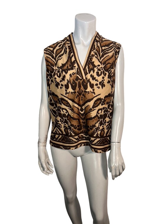 Vintage 60s to 70s Tiger Leopard Print Sleeveless Top… - Gem