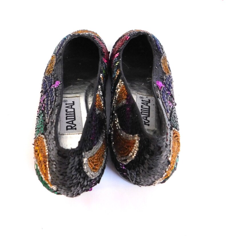 Vintage 80s Deadstock Sequined Beaded Flats Shoes Multicolored - Etsy