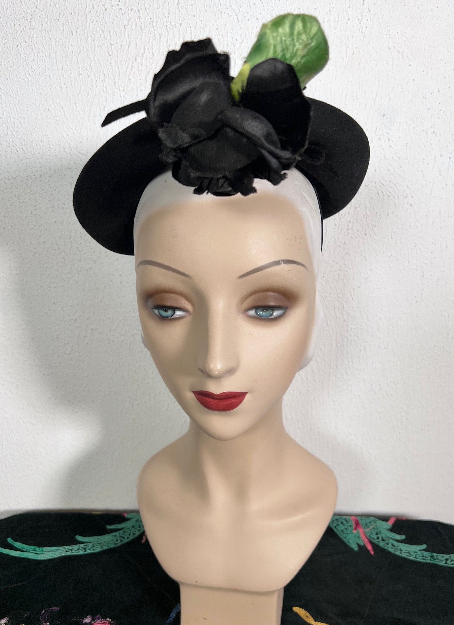 Whimsical 1940s Milgrim Tilt Platter Hat W Faux Pearls & Black | Etsy