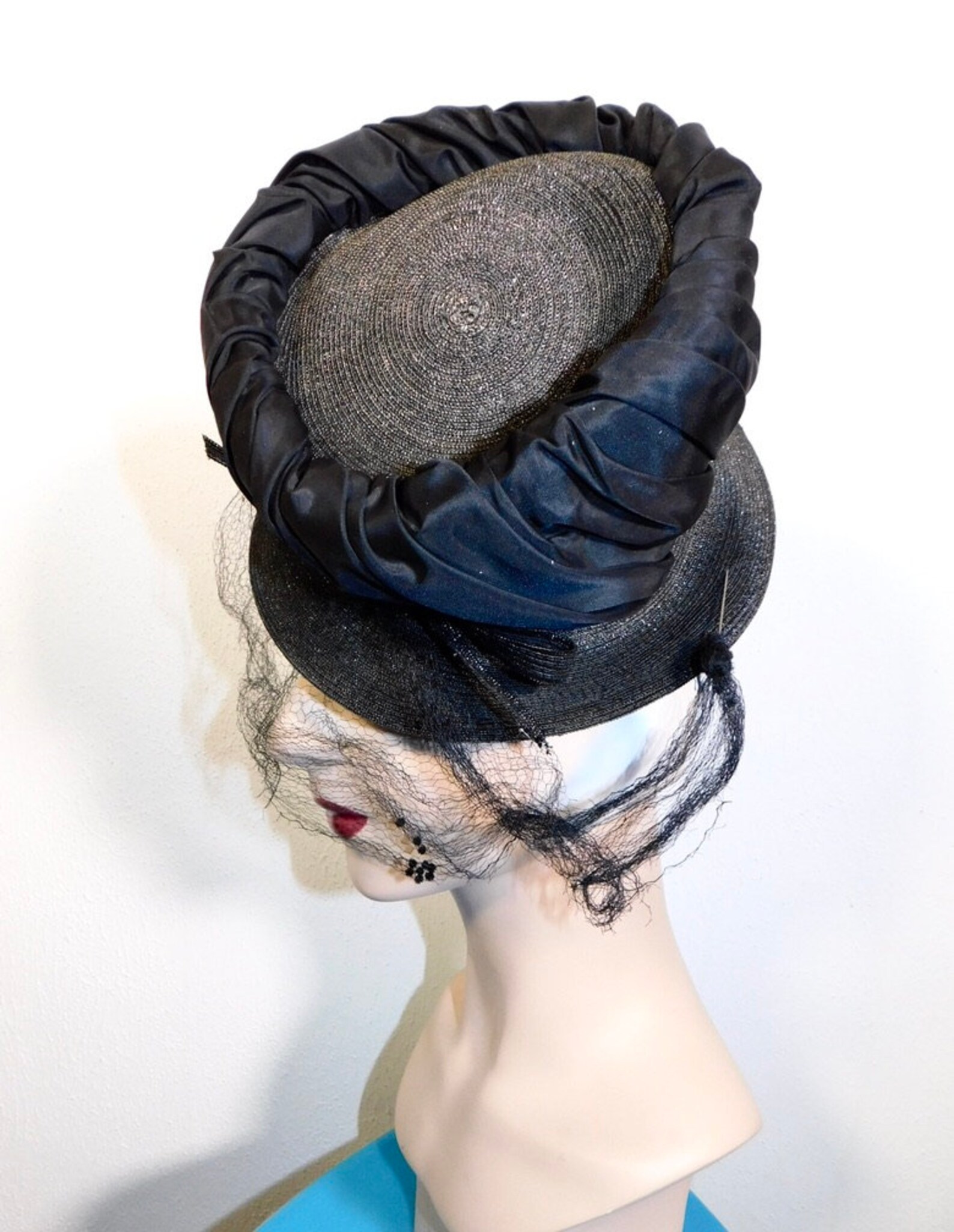 Jaunty Vintage 1940s Milgrim Tilt Hat Mini Top Hat W Veil & Hatpins - Etsy