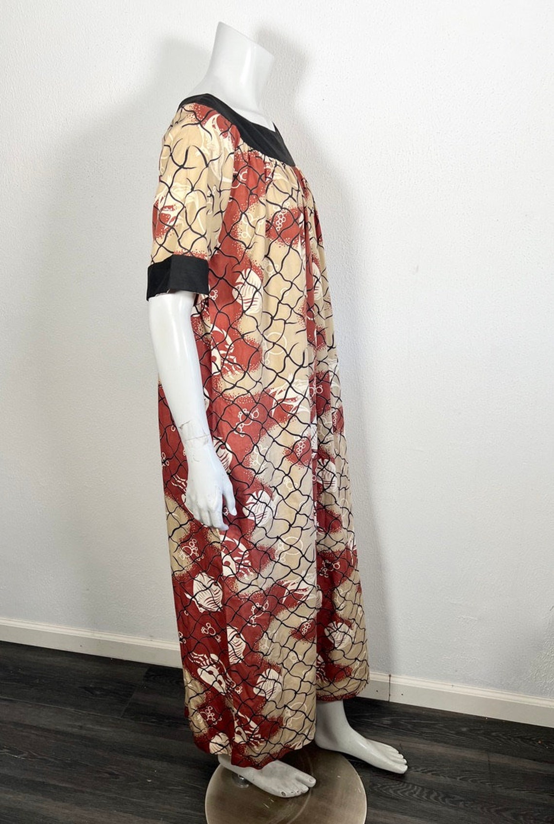 Wow Rare Vintage 1950s Hawaiian Cotton Muumuu Dress W Fish & | Etsy