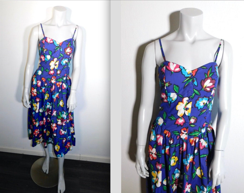 Cutest Vintage Late 80s Sundress W Removable Straps & Pockets Sz 9/10 ...