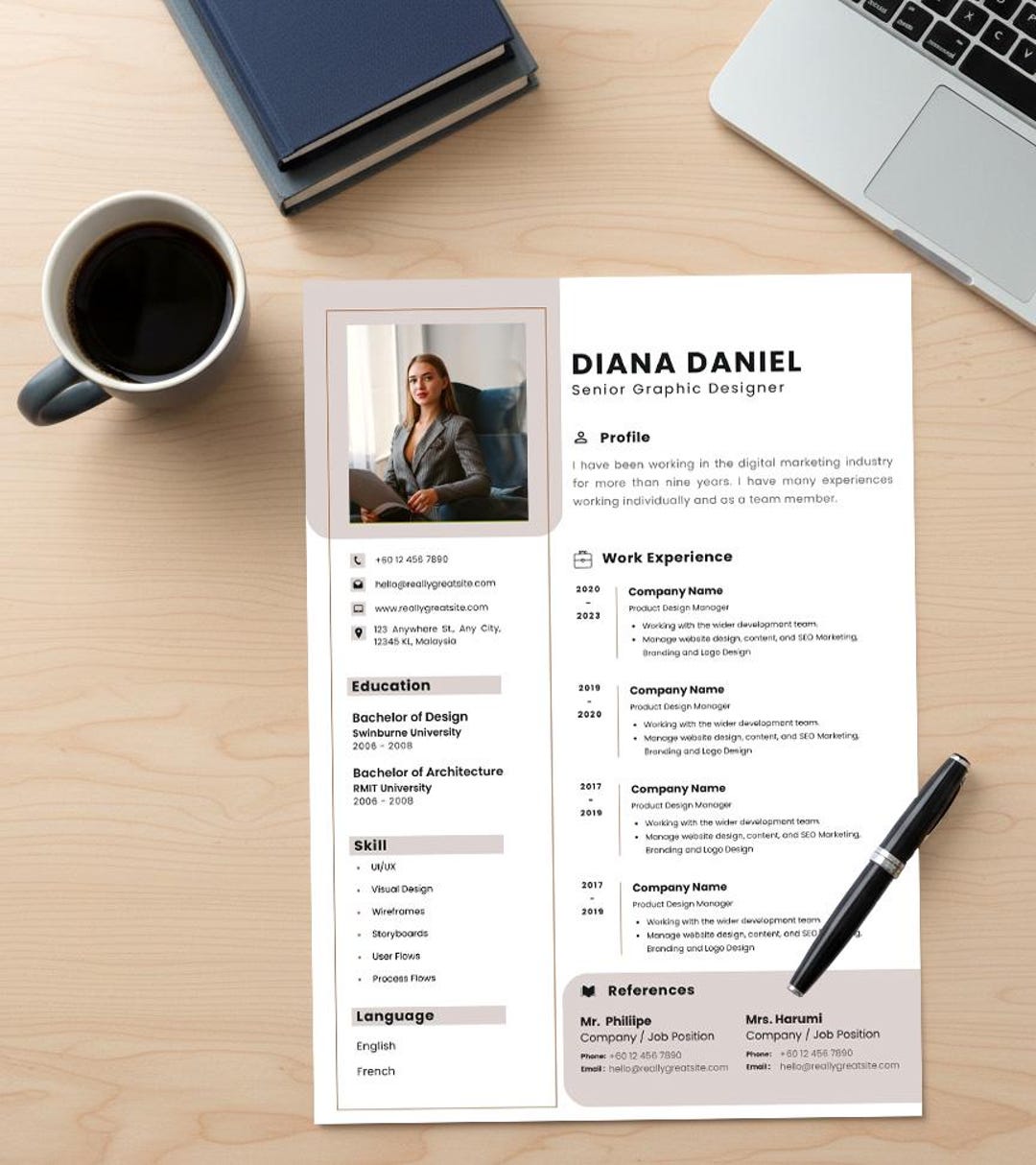 Editable Modern CV TEMPLATE for Microsoft Word Professional Resume ...