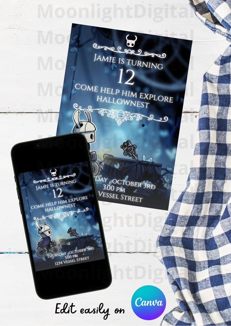Hollow Knight Invitation Card, Happy Birthday Template, Editable on ...