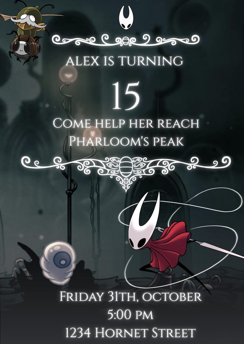 Hollow Knight Silksong Invitation Card, Happy Birthday Template ...