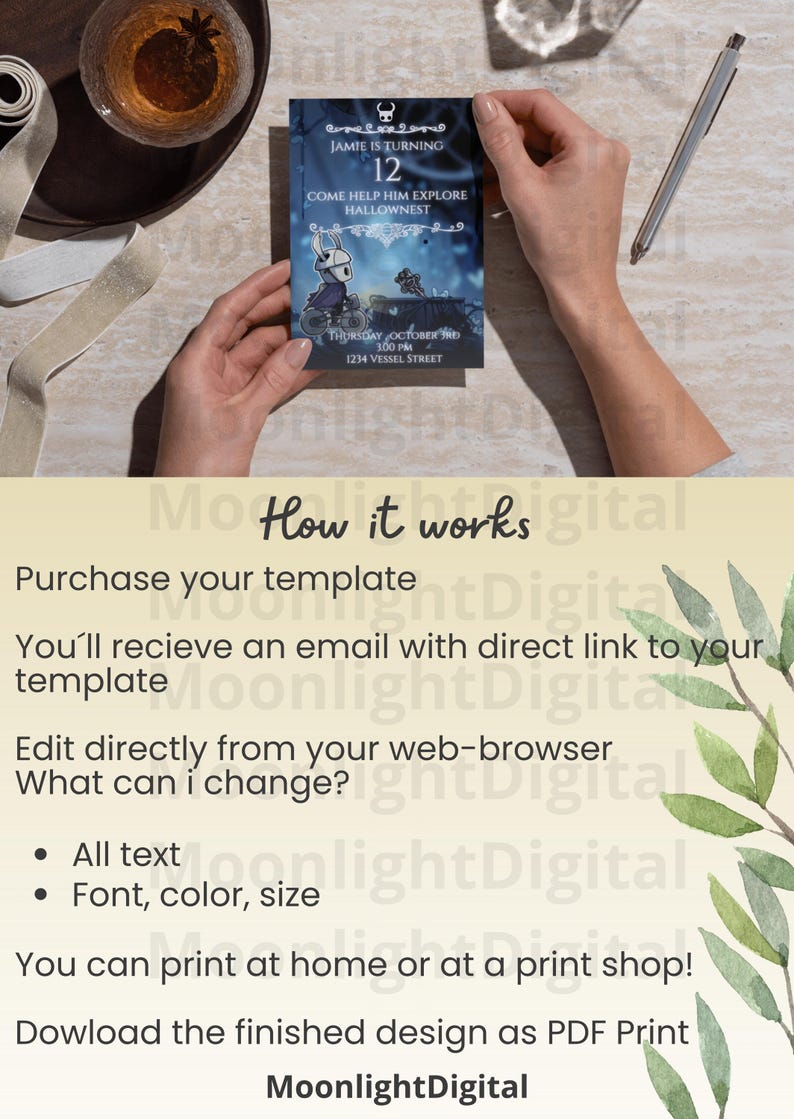 Hollow Knight Invitation Card, Happy Birthday Template, Editable on ...