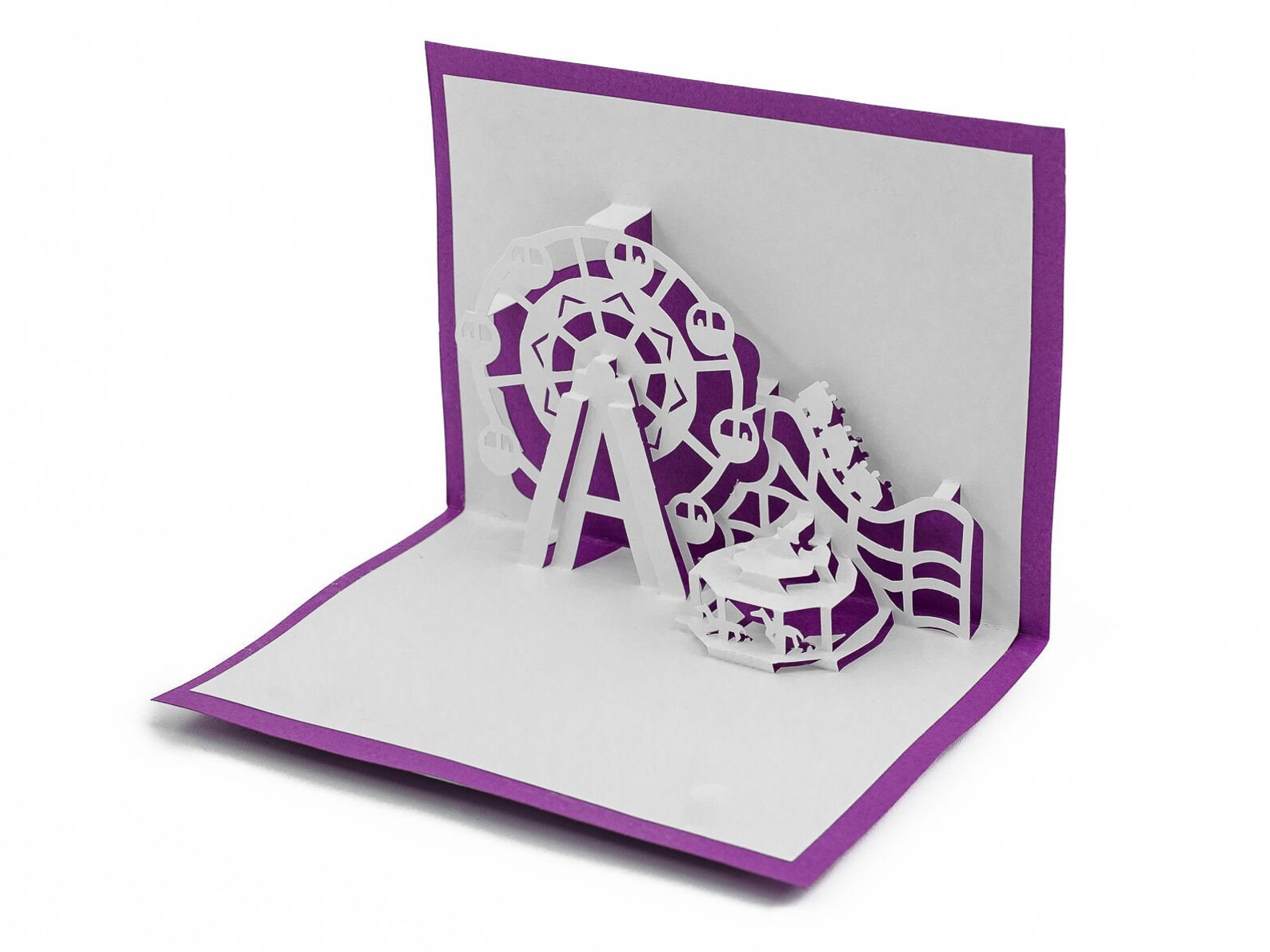 Amusement Park Pop up Card: Handcrafted Vibrant Ferris Wheel & Roller ...