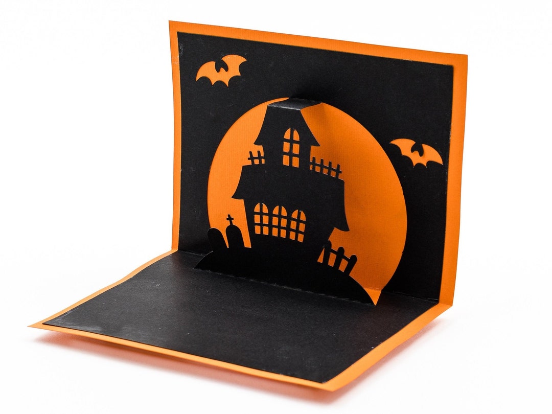 Handmade Haunted House Pop up Halloween Card: Moonlit Silhouette - Etsy