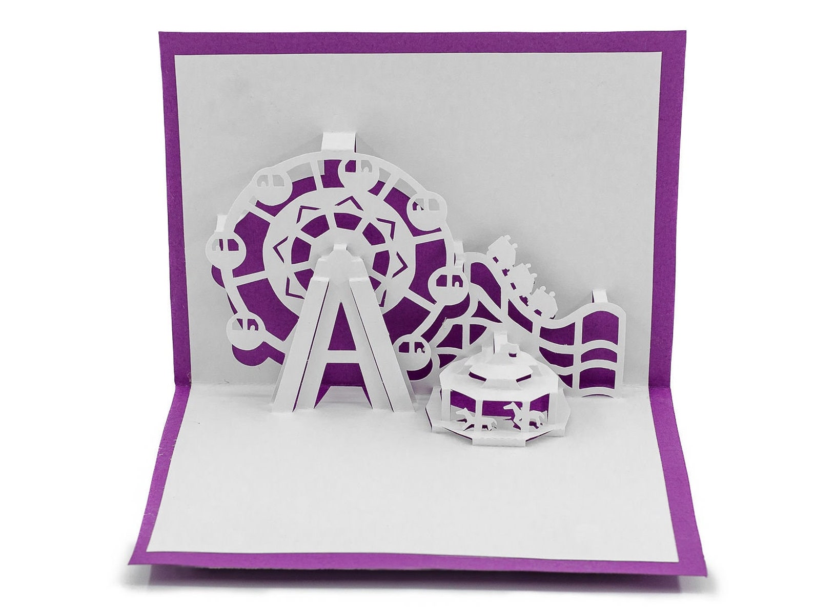 Amusement Park Pop up Card: Handcrafted Vibrant Ferris Wheel & Roller ...