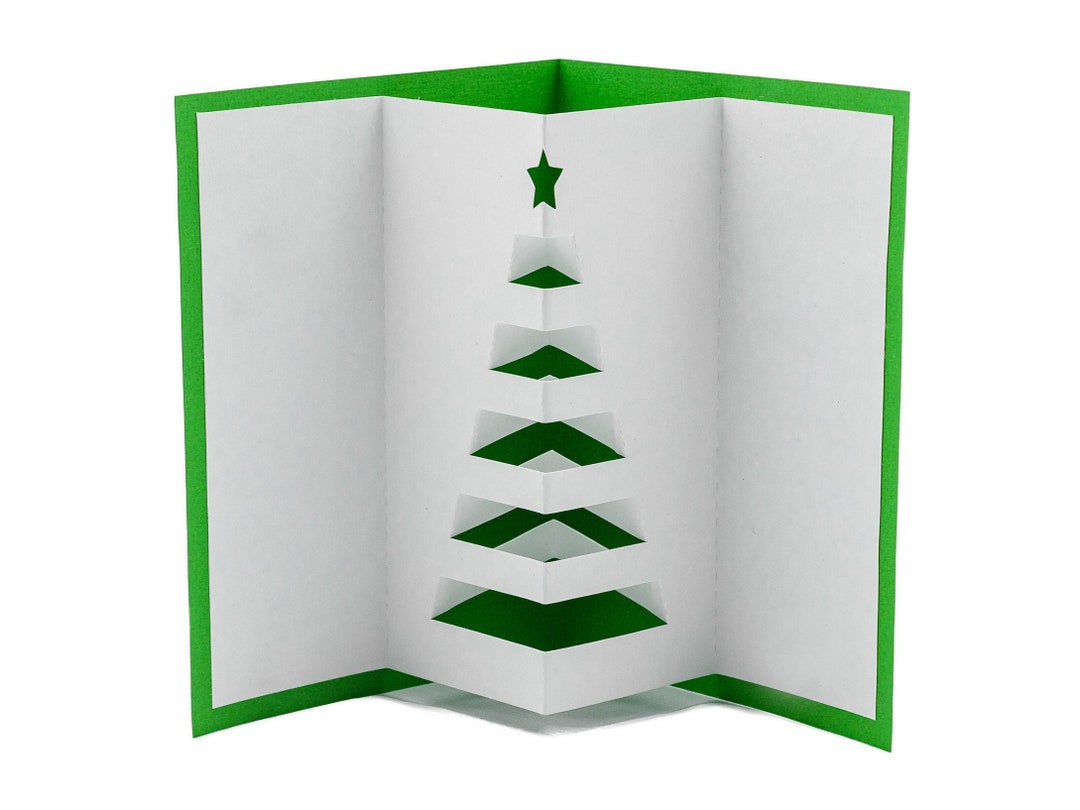 Minimal Christmas Tree Pop up Card Modern Holiday Greeting Card Chic ...