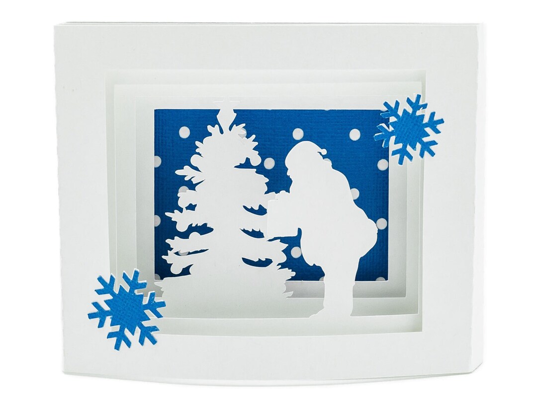 Santa Claus Shadow Box Pop up 3D Greeting Card Santa Delivering ...