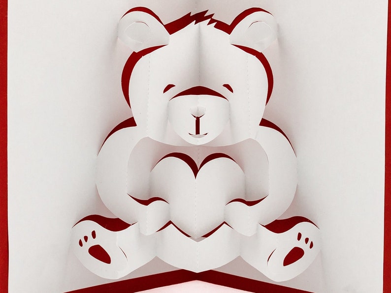 Handmade Teddy Bear 3D Pop up Card, Valentine's Day Anniversary Gift - Etsy