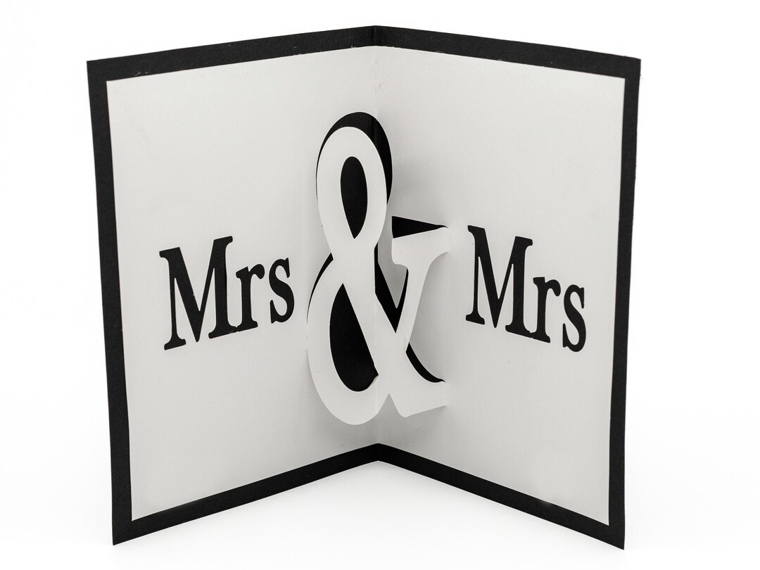 Mrs & Mrs Pop up Greeting Card: Lesbian Wedding Congratulations, LGBTQ ...