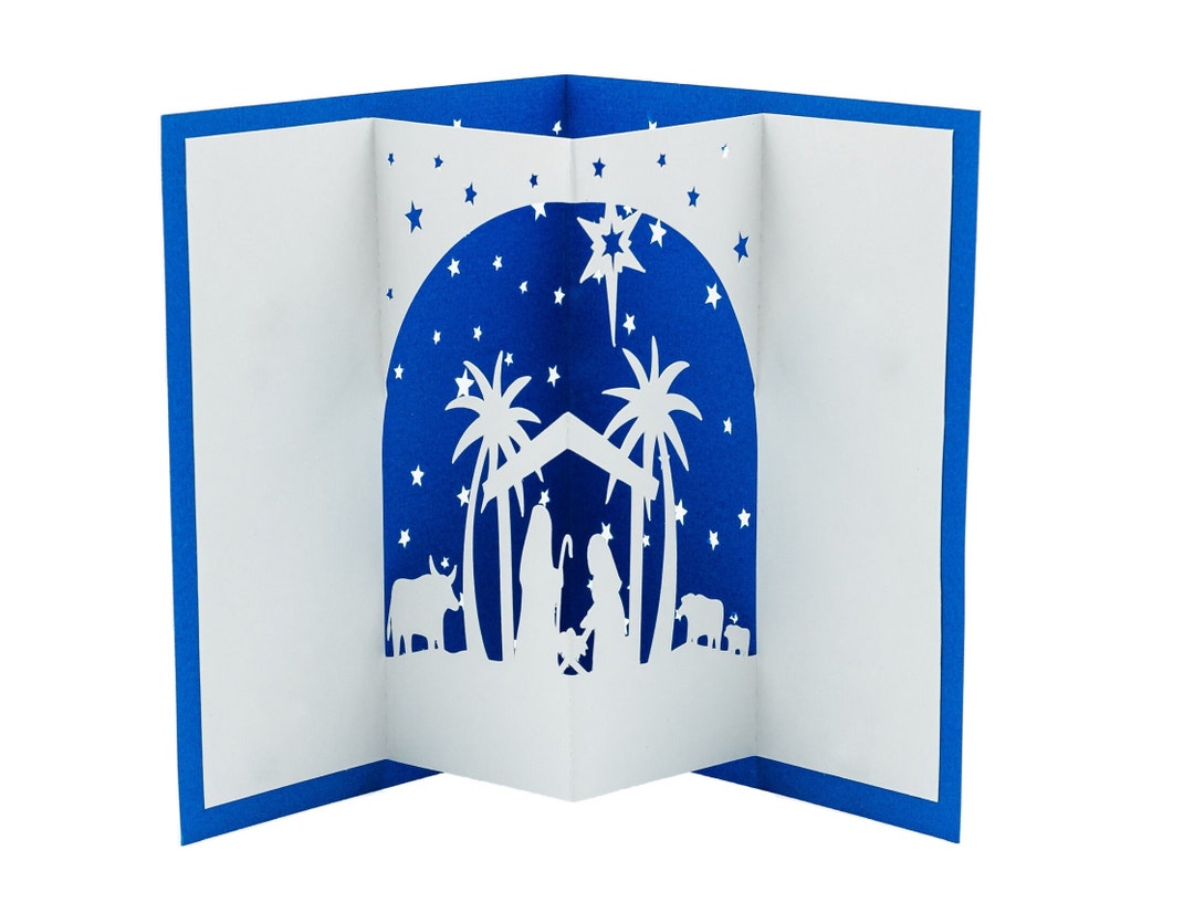 3D Nativity Scene Christmas Card: Silent Night Pop up Holiday Greeting ...