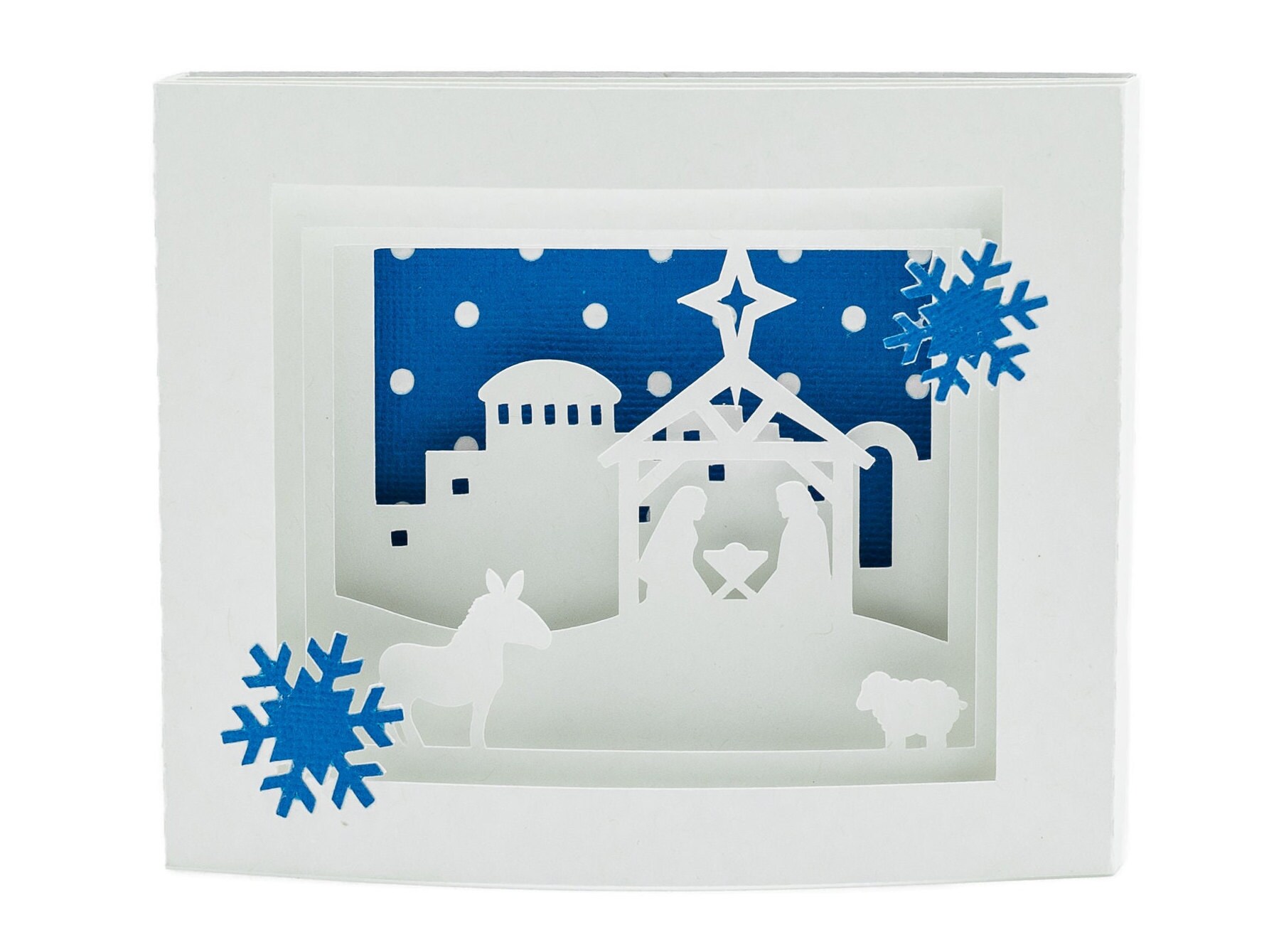 Nativity Scene Shadow Box Pop up Card 3D Greeting Card Silent Night ...