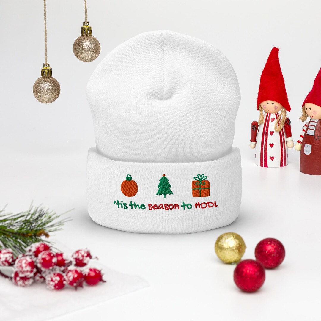 Cuffed Holiday Beanie | Christmas Gift | 'tis the Season to HODL - Etsy