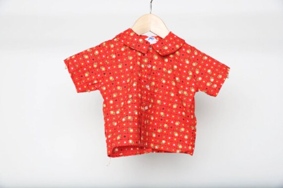 vintage 1950s red heart pattern plaid kids toddler so… - Gem