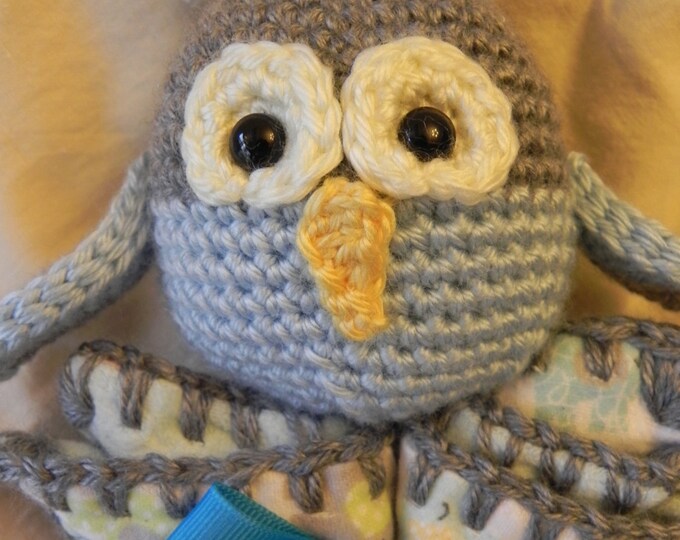 Blue Grey Owl Fleece Lovey Security Blanket - Etsy