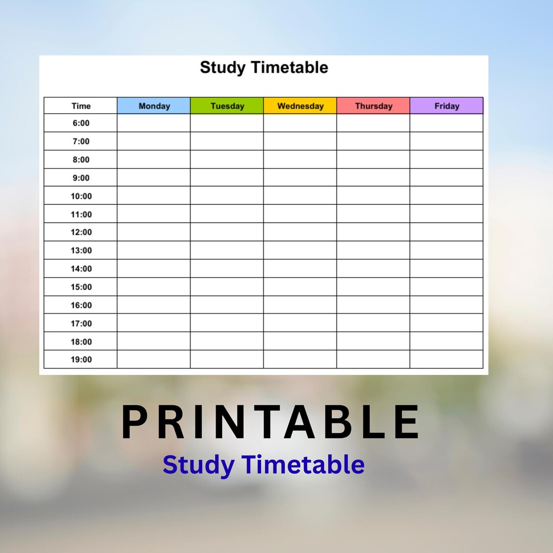 Editable Student Study Timetable: Excel & PDF Planner (instant Download ...