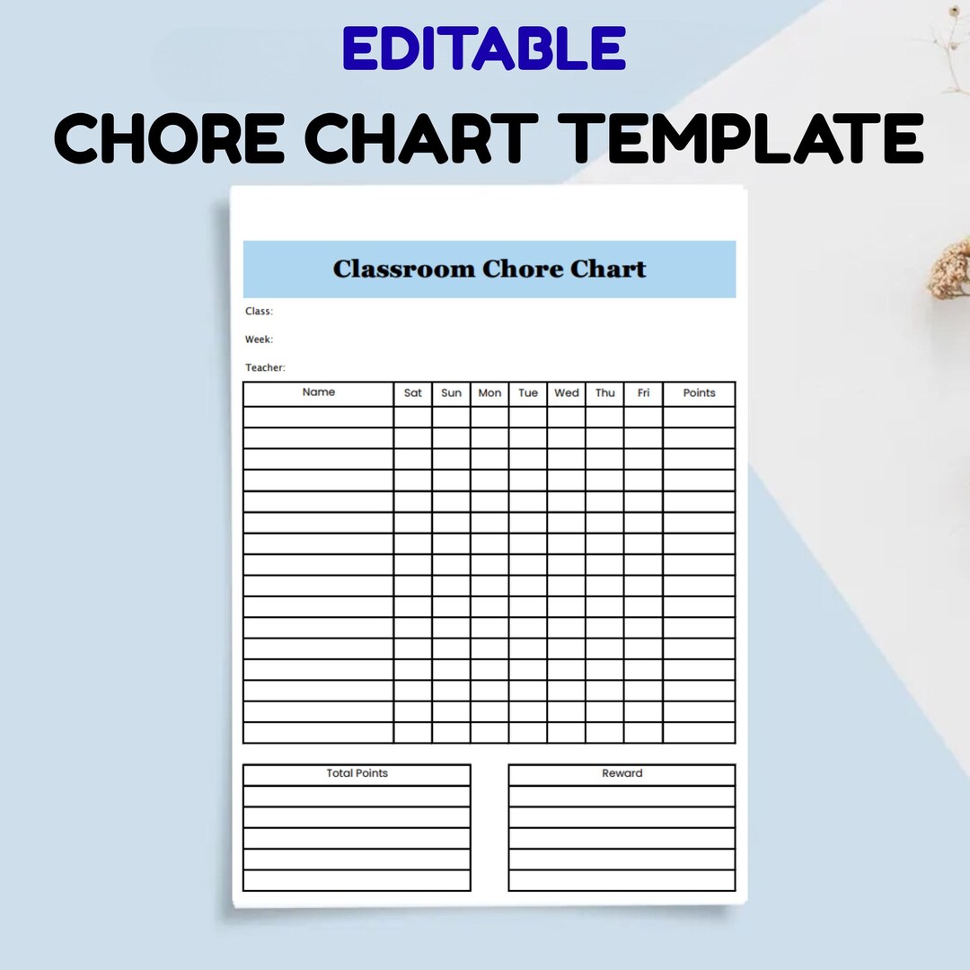 Editable Chore Chart Template: Family & Business Task Tracker (PDF ...