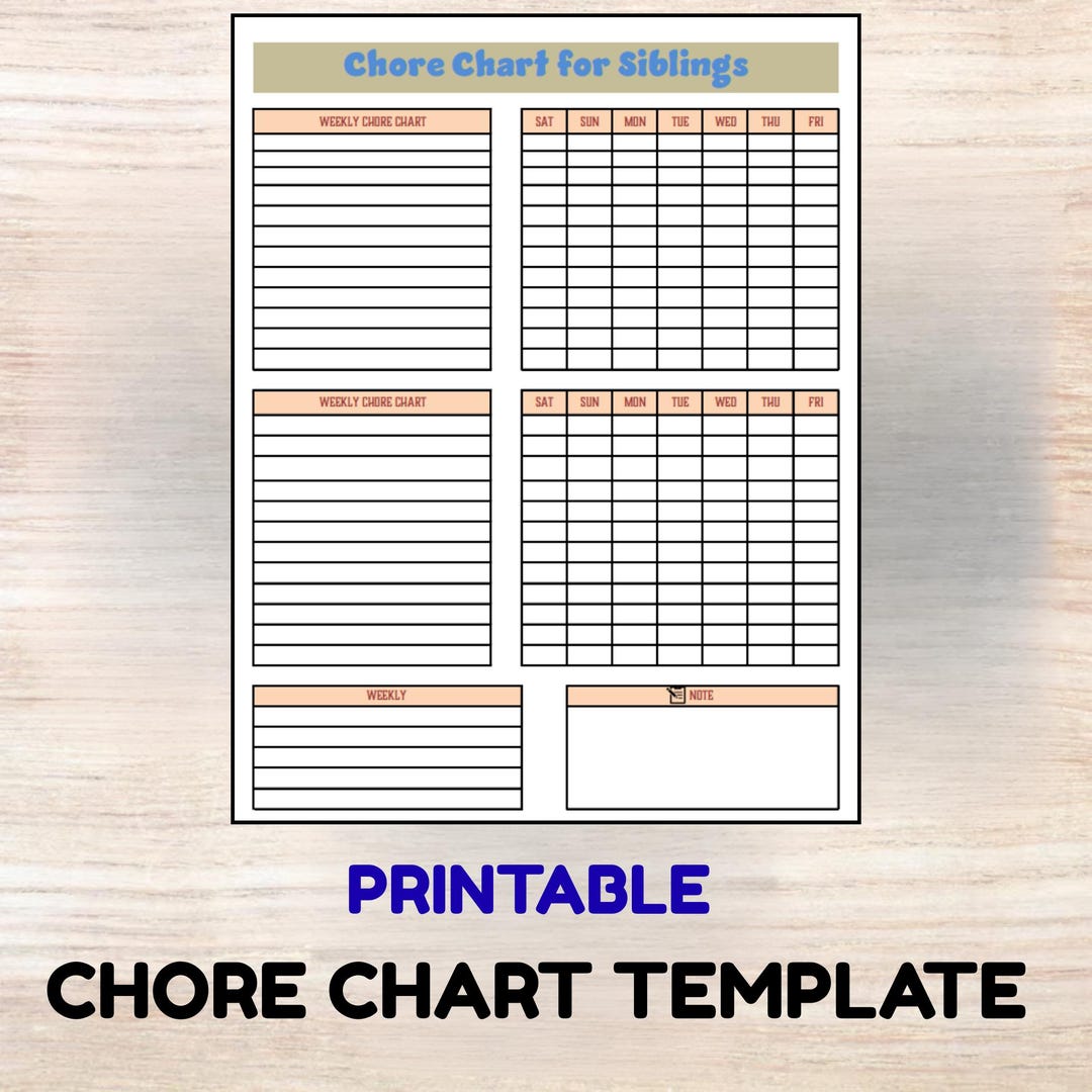 Editable Chore Chart: Family & Kids Task Organizer (PDF, Excel) - Etsy UK