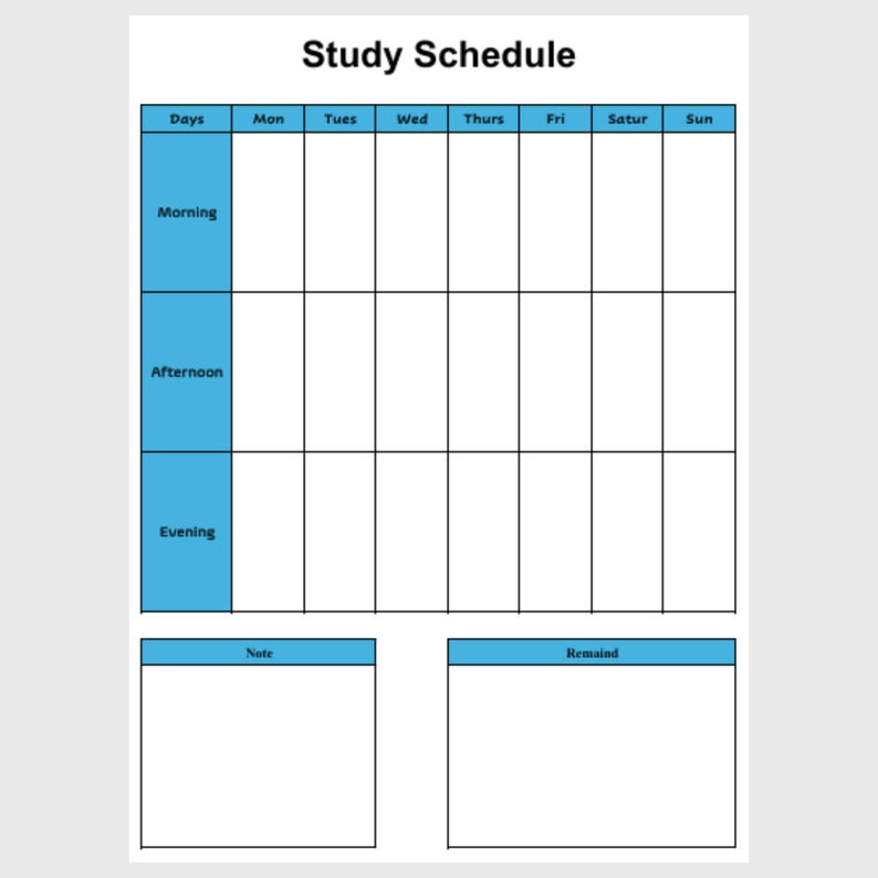 Editable Study Timetable: Printable PDF & Excel Planner (instant ...
